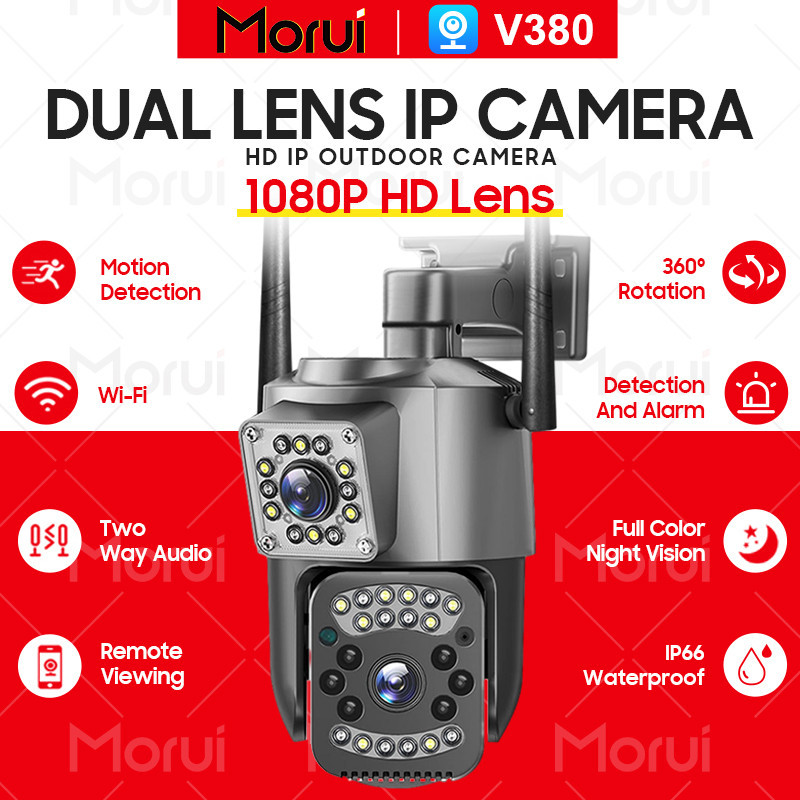 MORUI V380 Pro Q15S 1080p CCTV Camera Dual Lens Outdoor Waterproof 360 ...