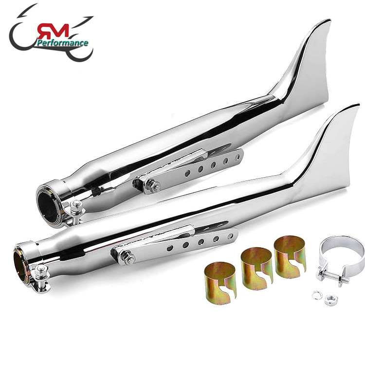 Retro Motorcycle Fishtail Exhaust Silencer Mufflers Pipe For Harley ...