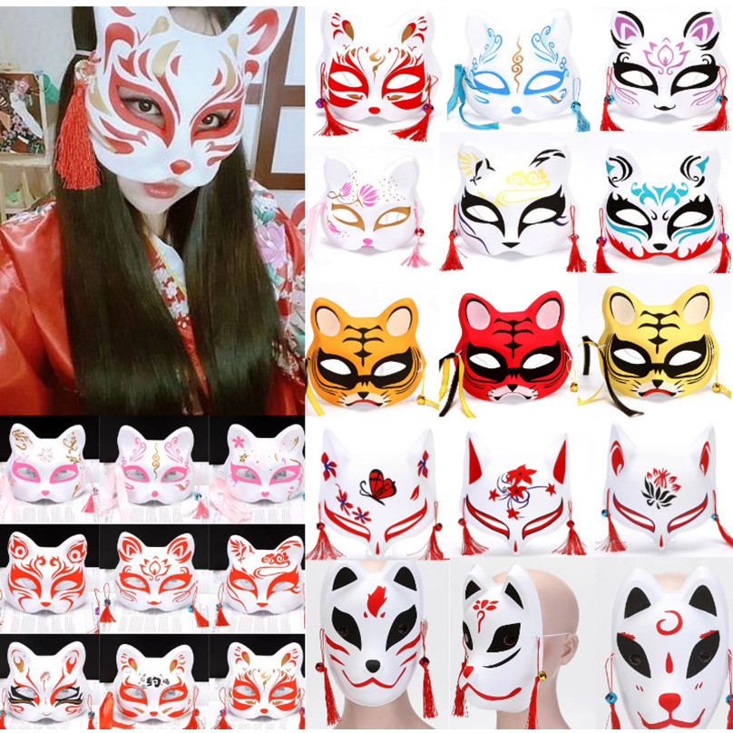 Japanese Anime Foxes Mask Japanese Cosplay Rave Anime Demon Slayer Half ...