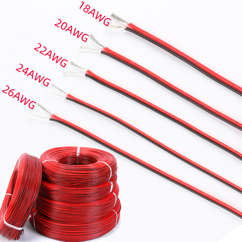 10/5 Meters Electrical Wire Tinned Copper 2 Pin AWG 18/20/22/24/26 insulated PVC Extension LED ...