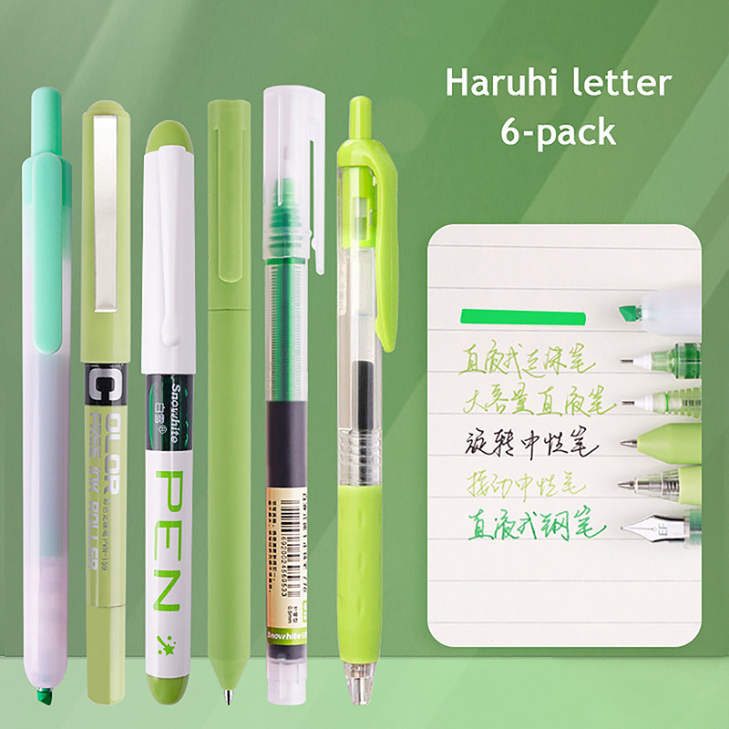 6Pcs/Set Roller Pen Purple / Pink / Green Color Ink Straight Liquid Gel ...