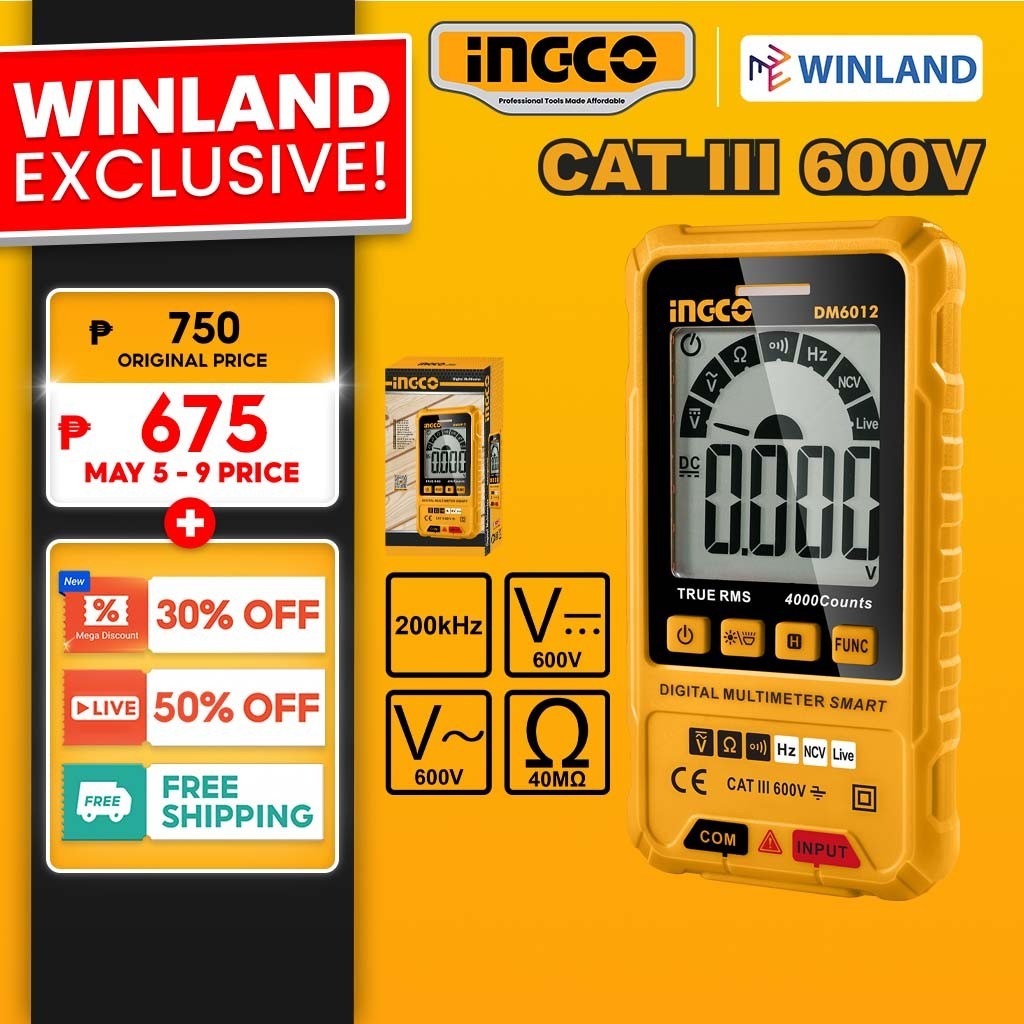 Ingco by Winland Smart Digital Multimeter Tester DM6012 ING-PT | Shopee ...