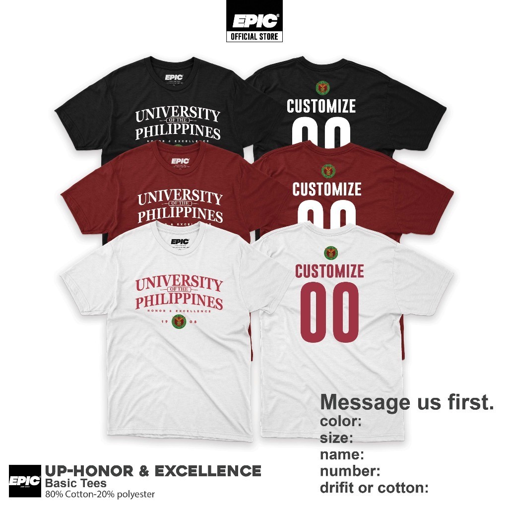 BASIC TEES - UP HONOR EXCELLENCE - University of the Philippines SHIRT ...