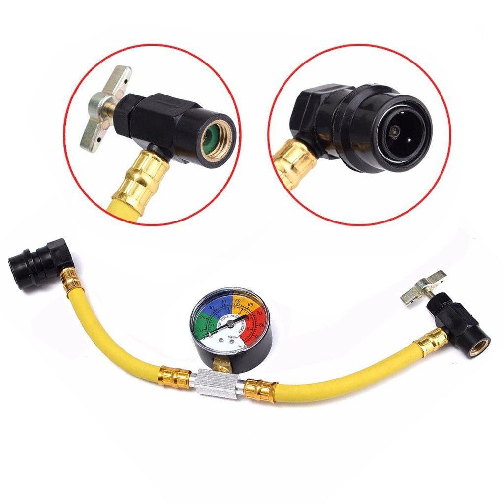 Metal Car Air Conditioning Gas Pressure Gauge R134A Recharge Hose With ...