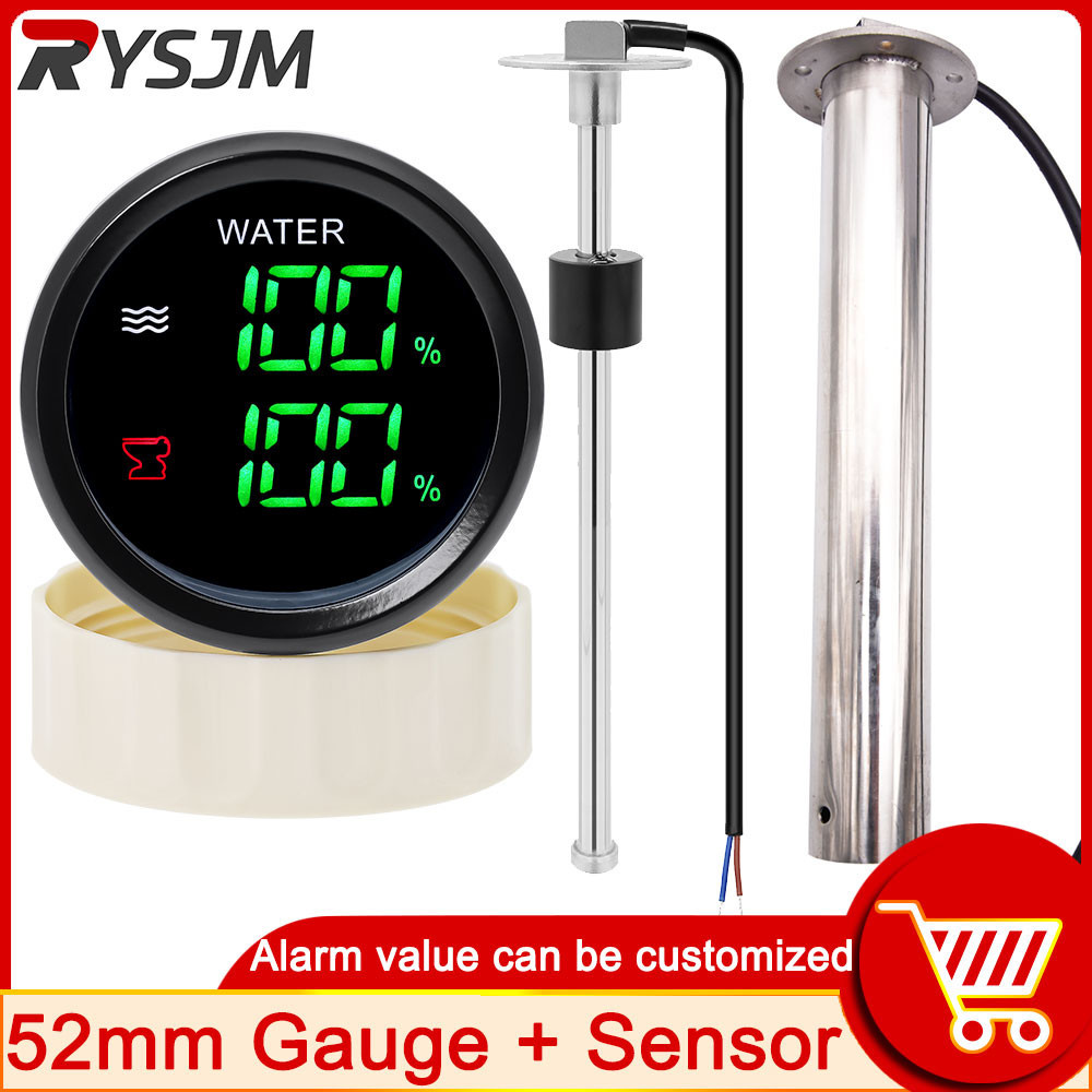 1pc Gauge + 2pcs Sensors 52mm Digital Water Level Sewage Level Meter ...