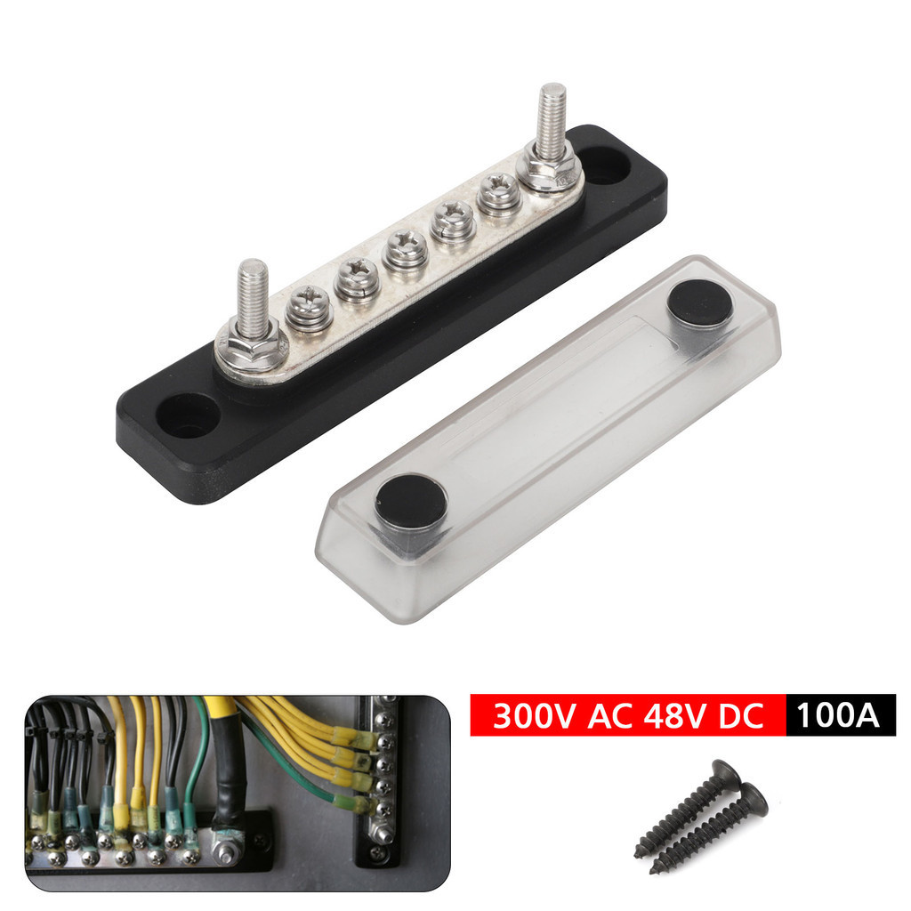 Car Bus Bar Positive Negative Battery Power Distribution Block 100A 48V ...