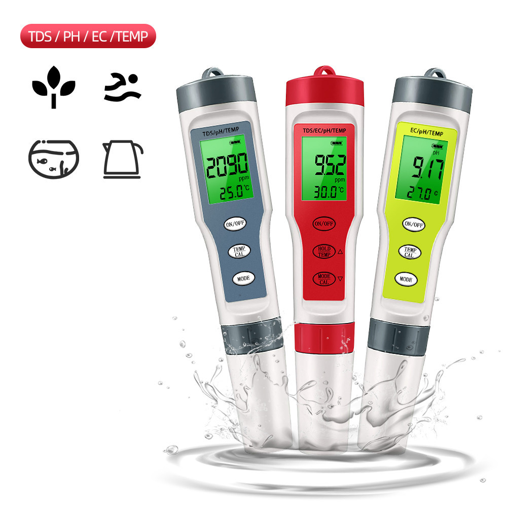 ️PH Meter Waterproof PH/TDS/EC/Temp Meter PH Tester with backlight for ...
