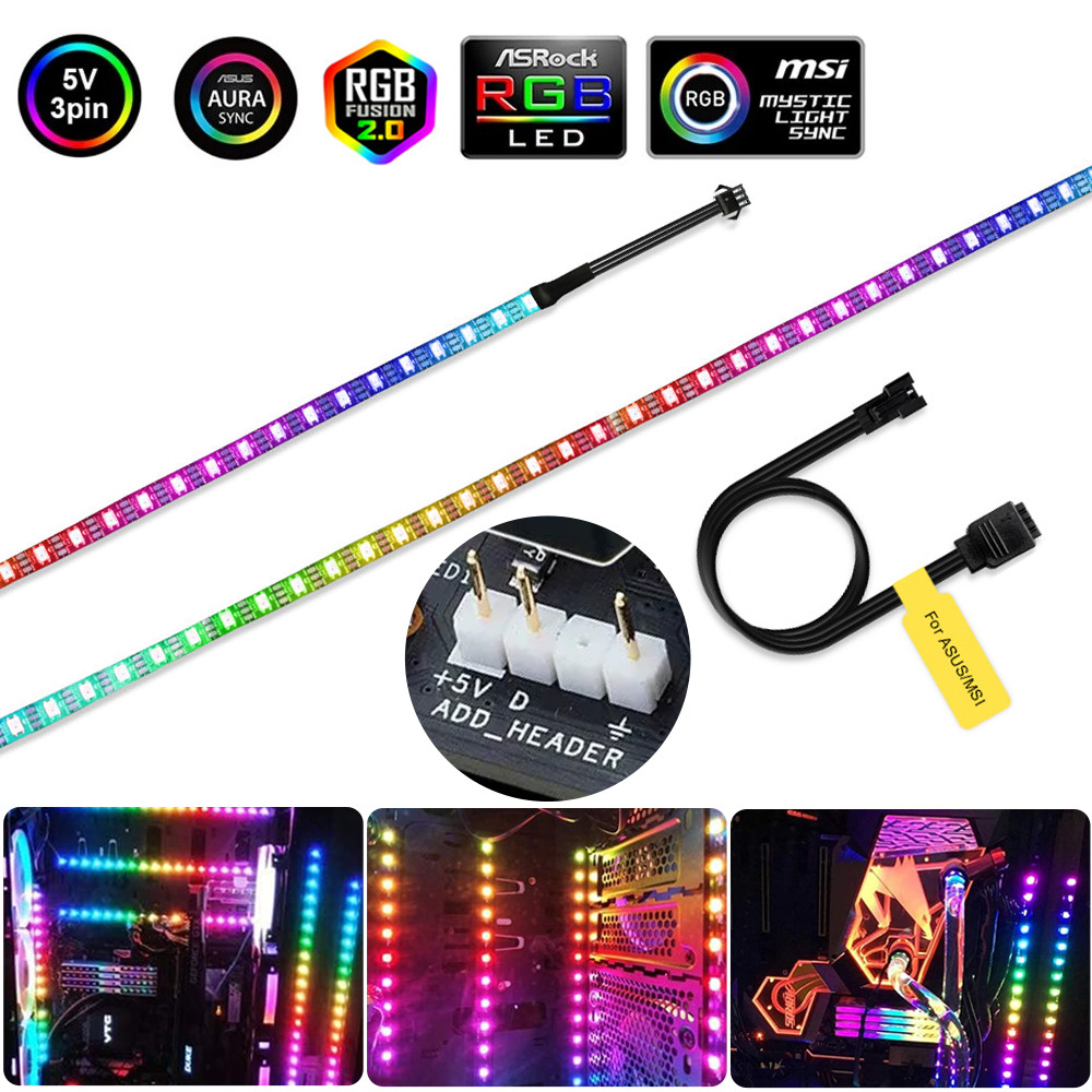۩ARGB PC Case Led Strip Lights 5V 3pin Header WS2812b Addressable Pixel ...