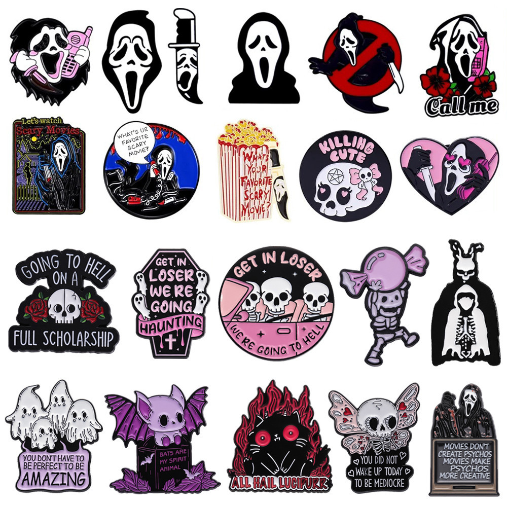Goth Ghost Enamel Brooch Pink Phone Ghost Popcorn Dagger Candy Sickle ...