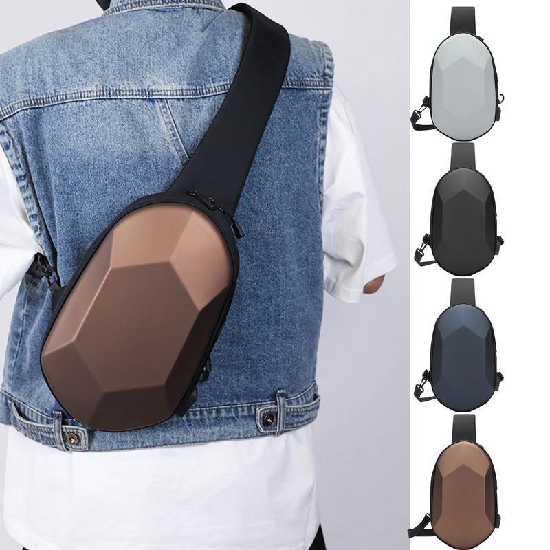 ☃Men Chest Bag Hard Shell Men Crossbody Bags Travel Sling Bag With USB ...
