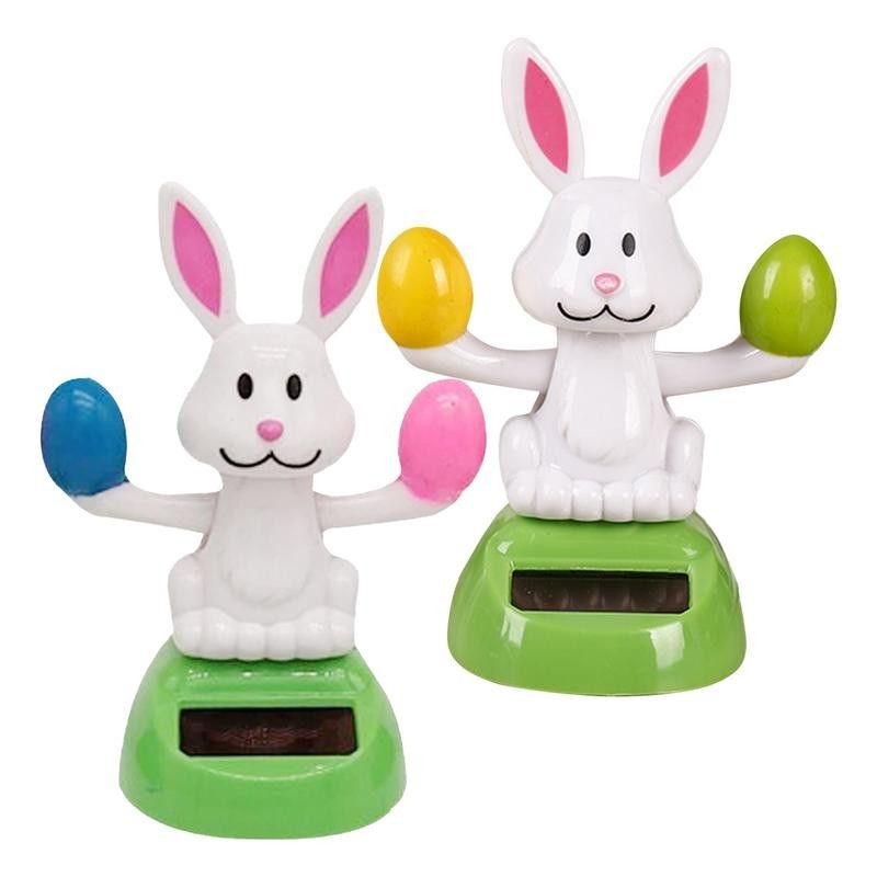 ⋌Solar Powered Dancing Figures Creative Bunny Holding Eggs Dashboard ...