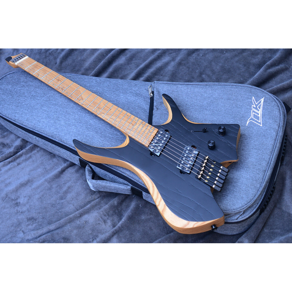 2023 NKGuitar Fanned frets 6 Strings Headless Electric Guitar Black ...