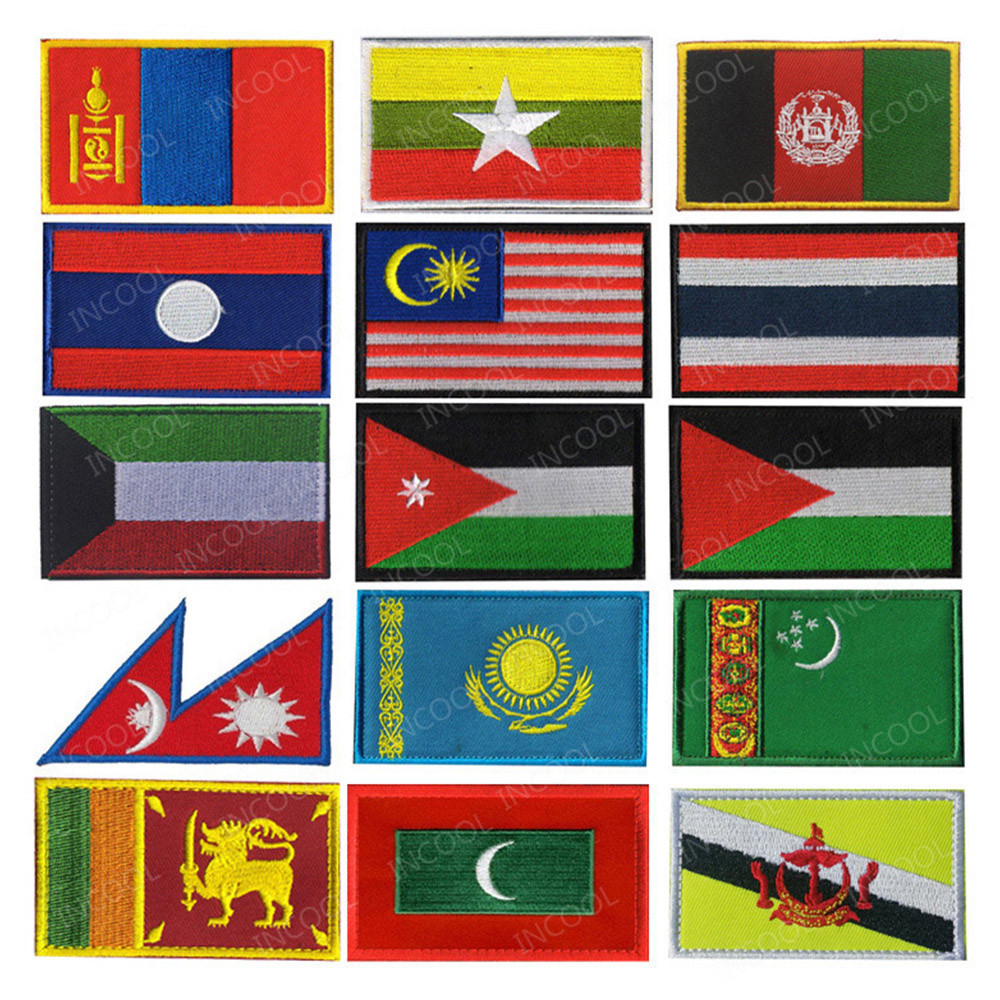웃Embroidered Patches National Flag Brunei Sri Lanka Maldives Kazakhstan Nepal Palestine Kuwait ...