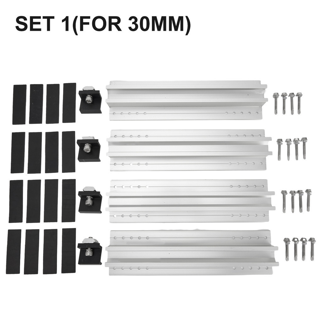⚜Solar Modules PV Bracket Middle Clamp End Clamp Rail Kit Flat Roof ...