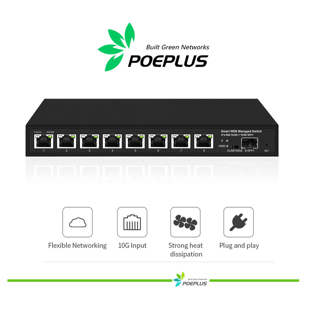 8 Ports 2.5Gps POE Or RJ45 Web Managed Switch with 1*10Gbe RJ45 Uplink ...