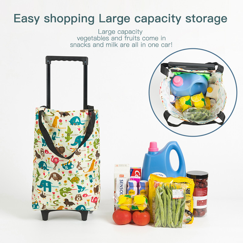 ⚖MABULA Animal Print Shopping Pull Cart Trolley Bag With Wheels ...