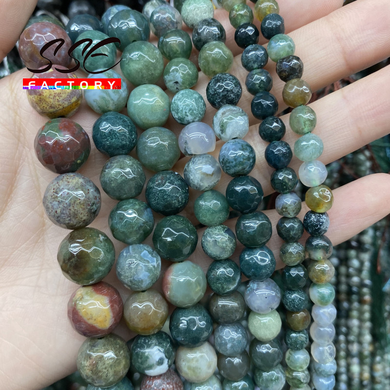 -Natural Stone Beads Faceted Indian Agates Round Loose Beads For ...