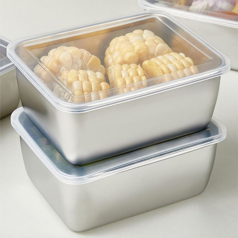 ☇Stainless Steel Food Storage Serving Trays Rectangle Sausage Noodles ...