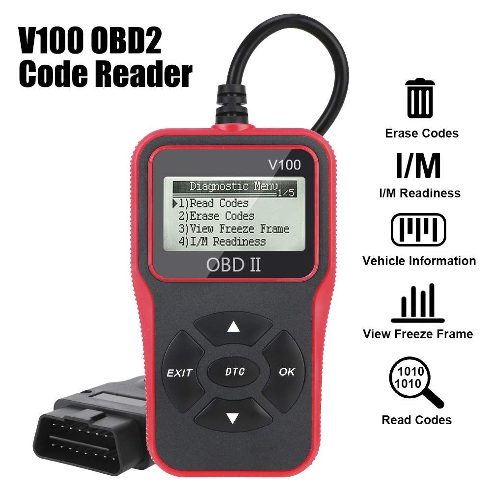 OBD2 Code Reader Universal OBD 2 Scanner V100 16 Pin Digital Display ...