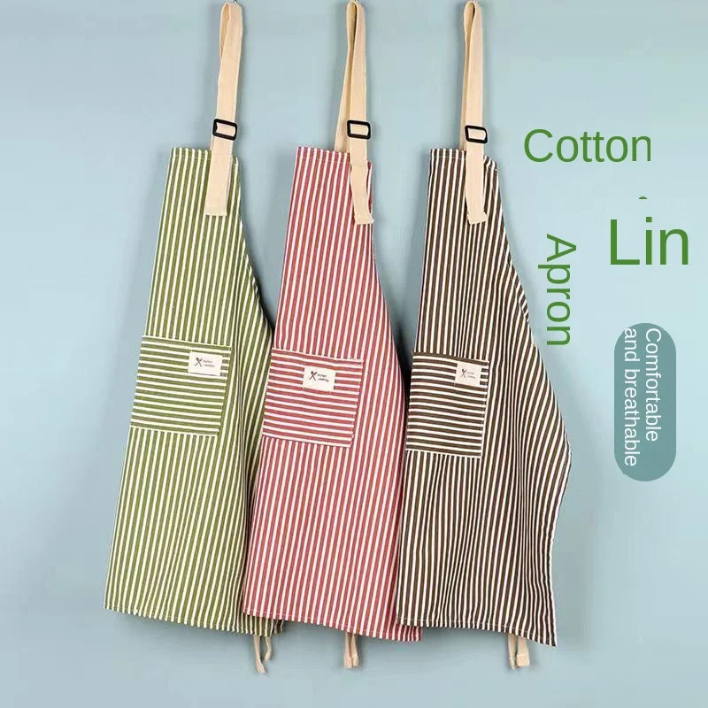 ️Household Fashionable Waterproof And Oil-proof Striped Kitchen Apron ...