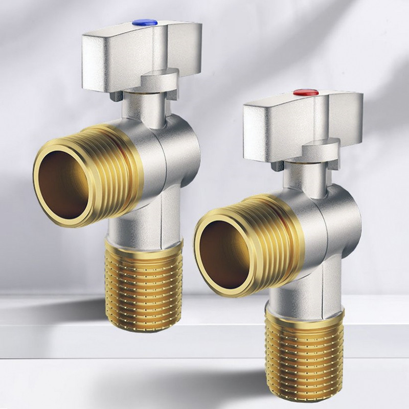 Brass hot and cold water inlet ball valve G1/2" bathroom kitchen sink ...