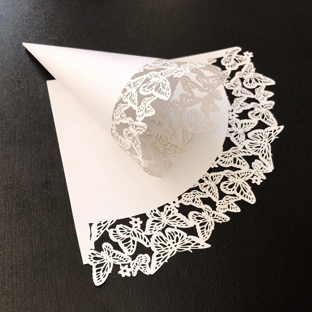 20Pcs DIY Butterfly Lace Paper Cone Wedding Decoration Flower Petal ...