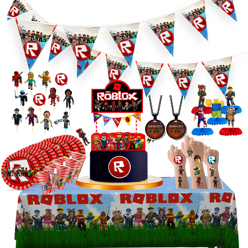 Roblox Happy Birthday Decoration Tableware Set Paper Plate Cup Straw ...
