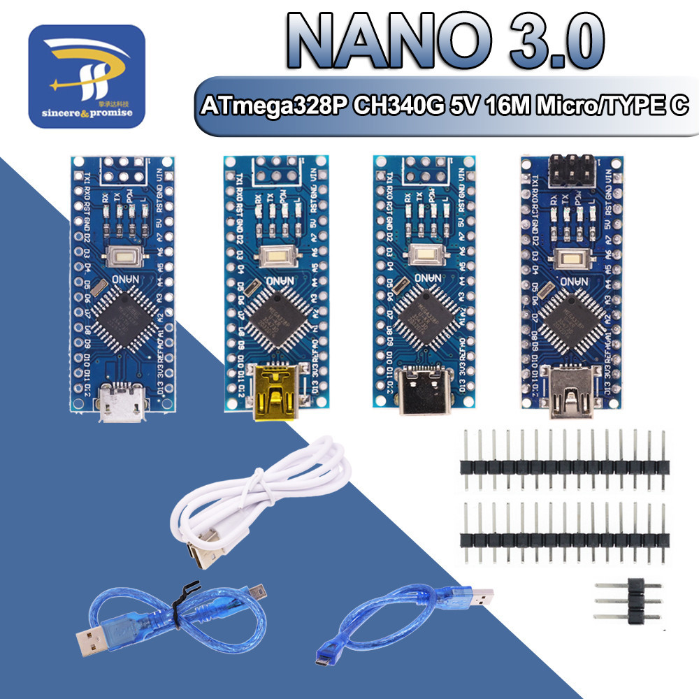 ☃MINI Nano 3.0 Controller Compatible For Arduino ATmega328P CH340G 5V ...