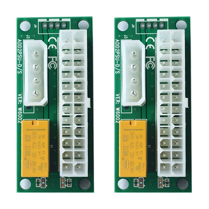 ♥2PCS Dual PSU Adapter ATX 24Pin To 4Pin Power Sync Starter Card ...