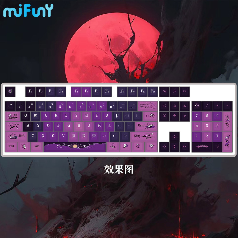 MiFuny Gothic Style Keycaps Cherry Profile Custom Red Purple Mechanical ...