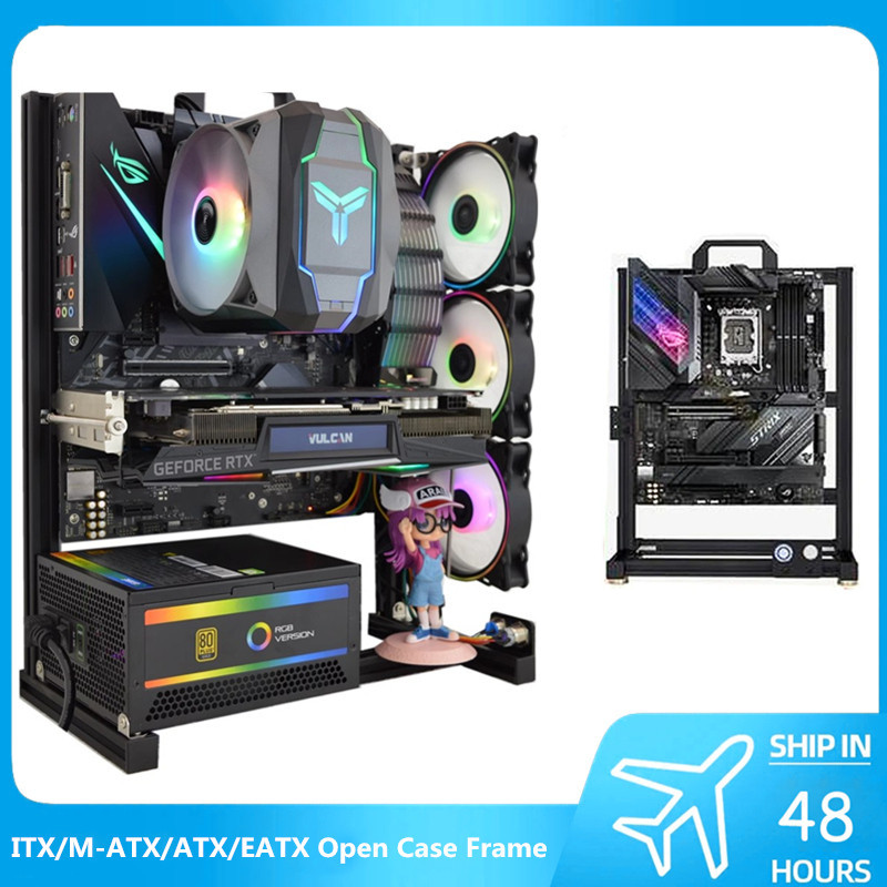 ⓥMOD ATX Open PC Case Frame For ITX MATX EATX Gamers Cabinet Aluminum ...