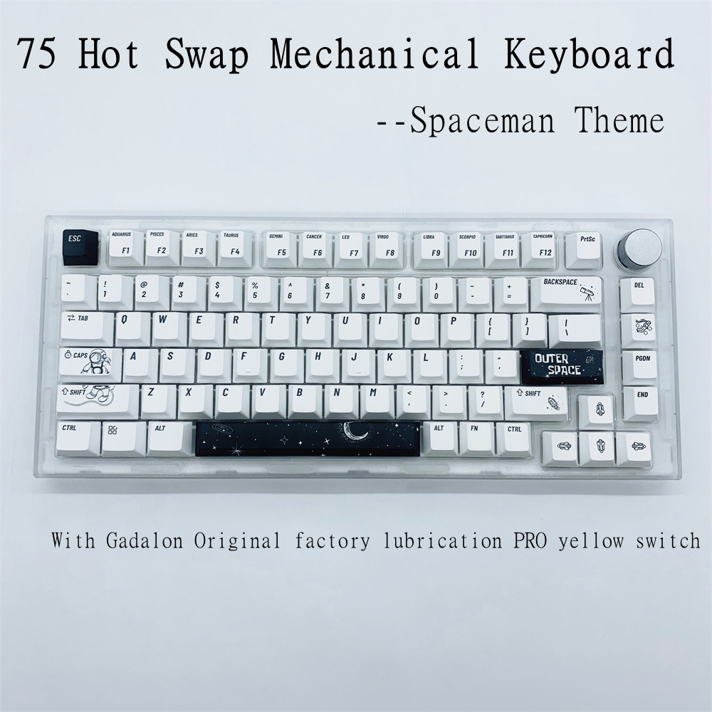 ☮Top Keycaps Next Time 75 Hot Swap Mechanical Keyboard Wired Type-C RGB ...
