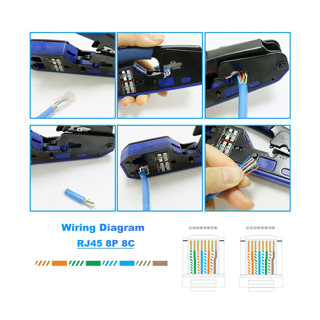 ♜RJ45 Crimp Tool All-In-One Network Crimper CAT6 Crimp Tool Kit Network ...