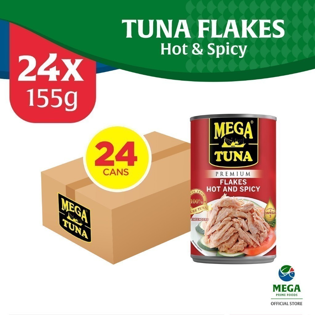 Mega Tuna Flakes Hot & Spicy Easy Open Can 155g by 24's | Shopee ...