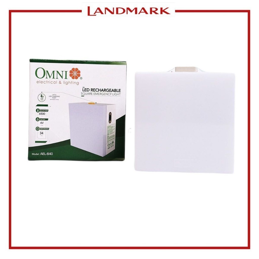 Landmark Ael-640 Omni Square Automatic Emergency Light With Usb Charger Size:159X73X159Mm ...