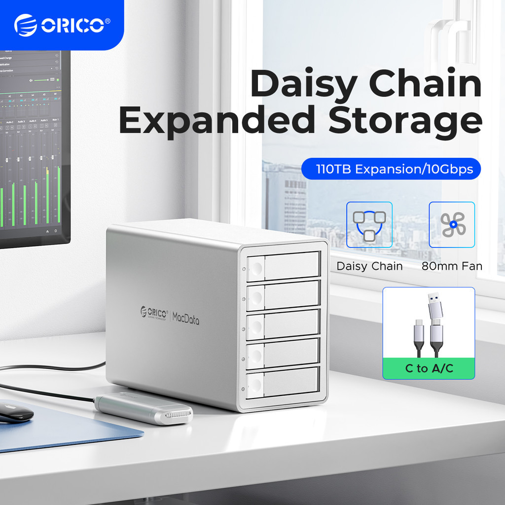 ♡ORICO 3.5\" Daisy Chain Type-C 10Gbps HDD Docking Station Support RAID 150W Power for Apple dev ...