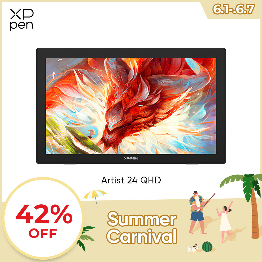 】XPPen Artist 24 QHD Graphic Tablet Monitor 2K Resolution 23.8 inch Pen ...