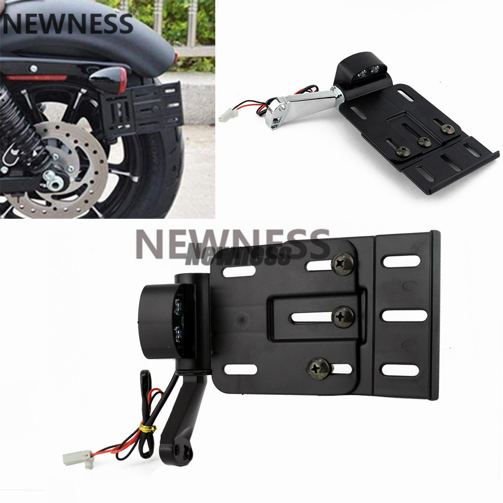 ~Telescopic Folding LED Light Side Mount License Plate Frame Cover ...