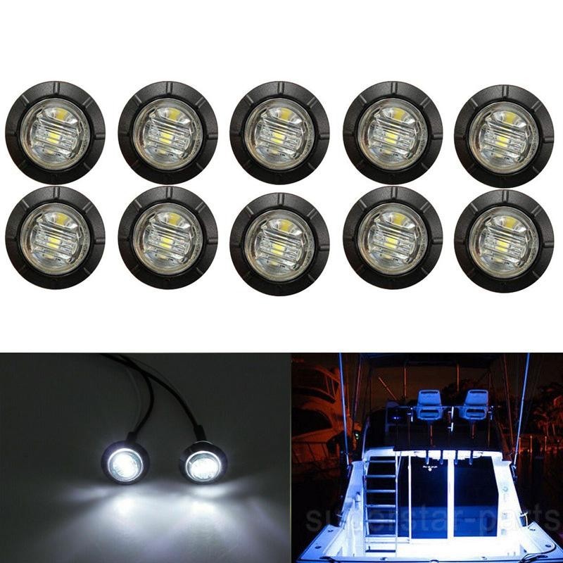 ☽10x White/Green/Blue/Red/Amber LED Boat Light Waterproof 12V Outrigger ...