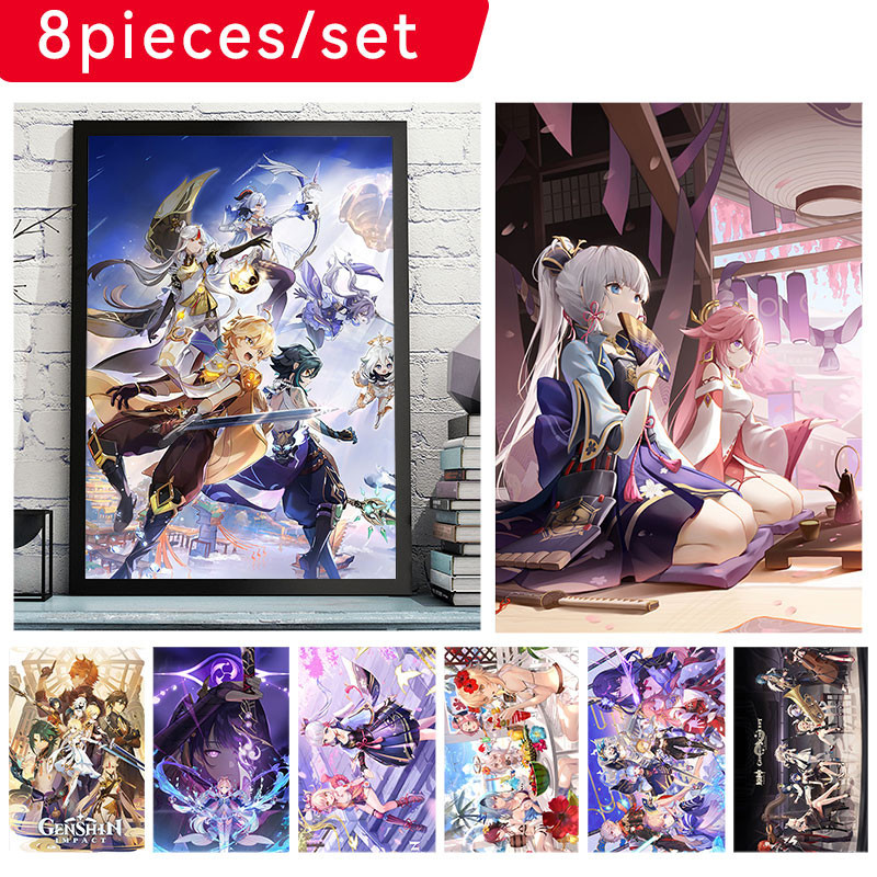♜Hot Anime Posters Genshin Impact Cartoon Characters Set Decor ...
