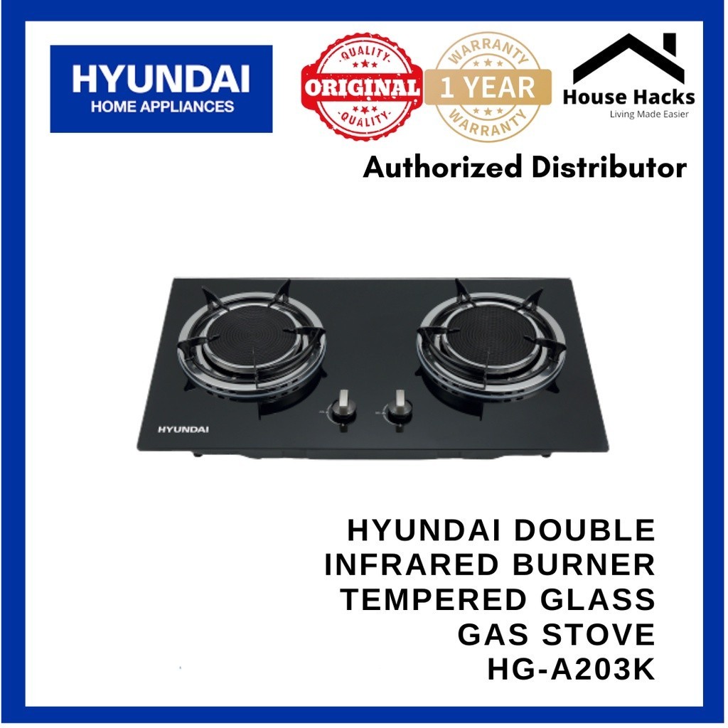 Hyundai Double Infrared Burner Tempered Glass Gas Stove HG-A203K (House ...