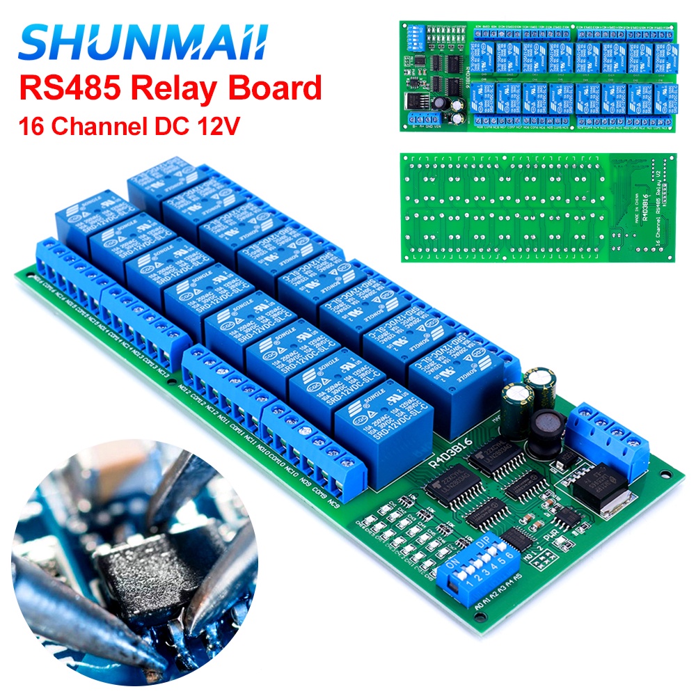 ⊰16 Channel Modbus RTU RS485 Relay Board RS485 Relay Module Control Switch Board for PLC PTZ ...