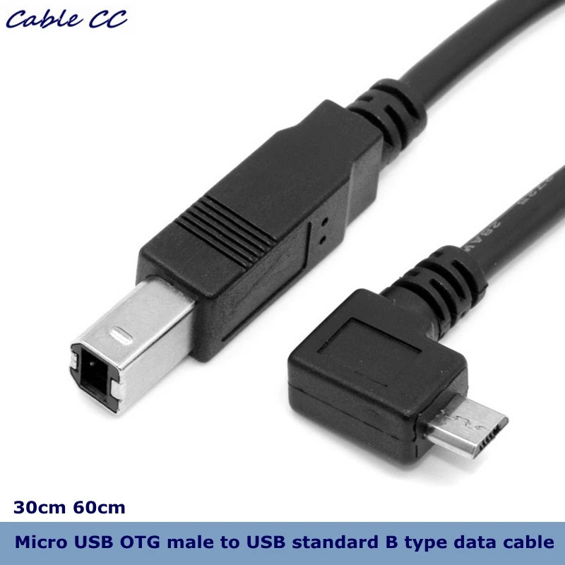 Micro USB 90 Degree Male to USB Type B Male Data OTG Cable Connector ...