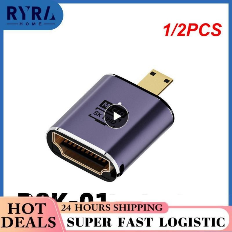 ⋚1/2PCS Mini HDTV Male to HDMI-compatible 2.1 Female Extension Adapter ...