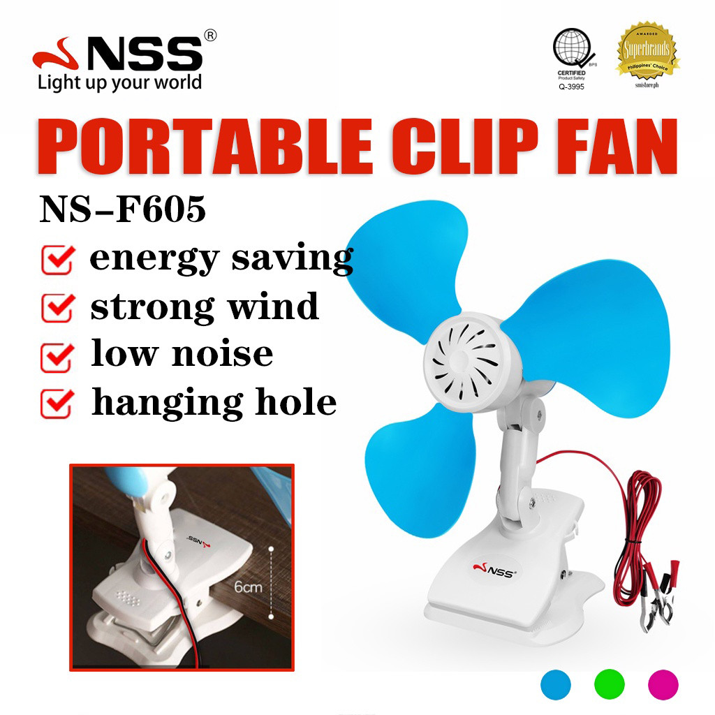 NSS Electric Fan Portable Clip Fan 3 blends Rechargeable Fan Desk Fan ...