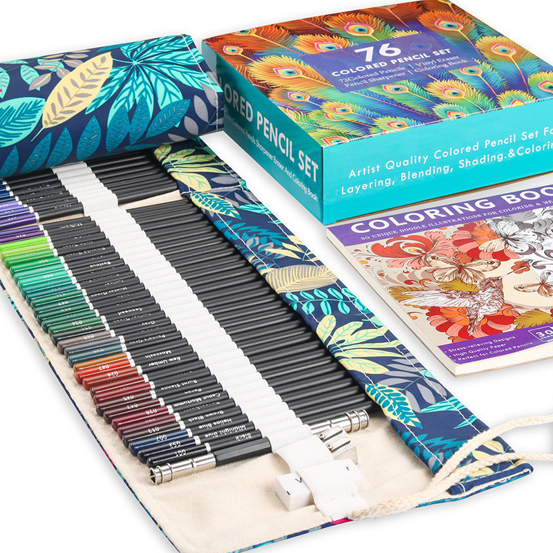 Colored Pencils 72 pcs Set with Bag Hand-painted Doodle Fill In The Map ...