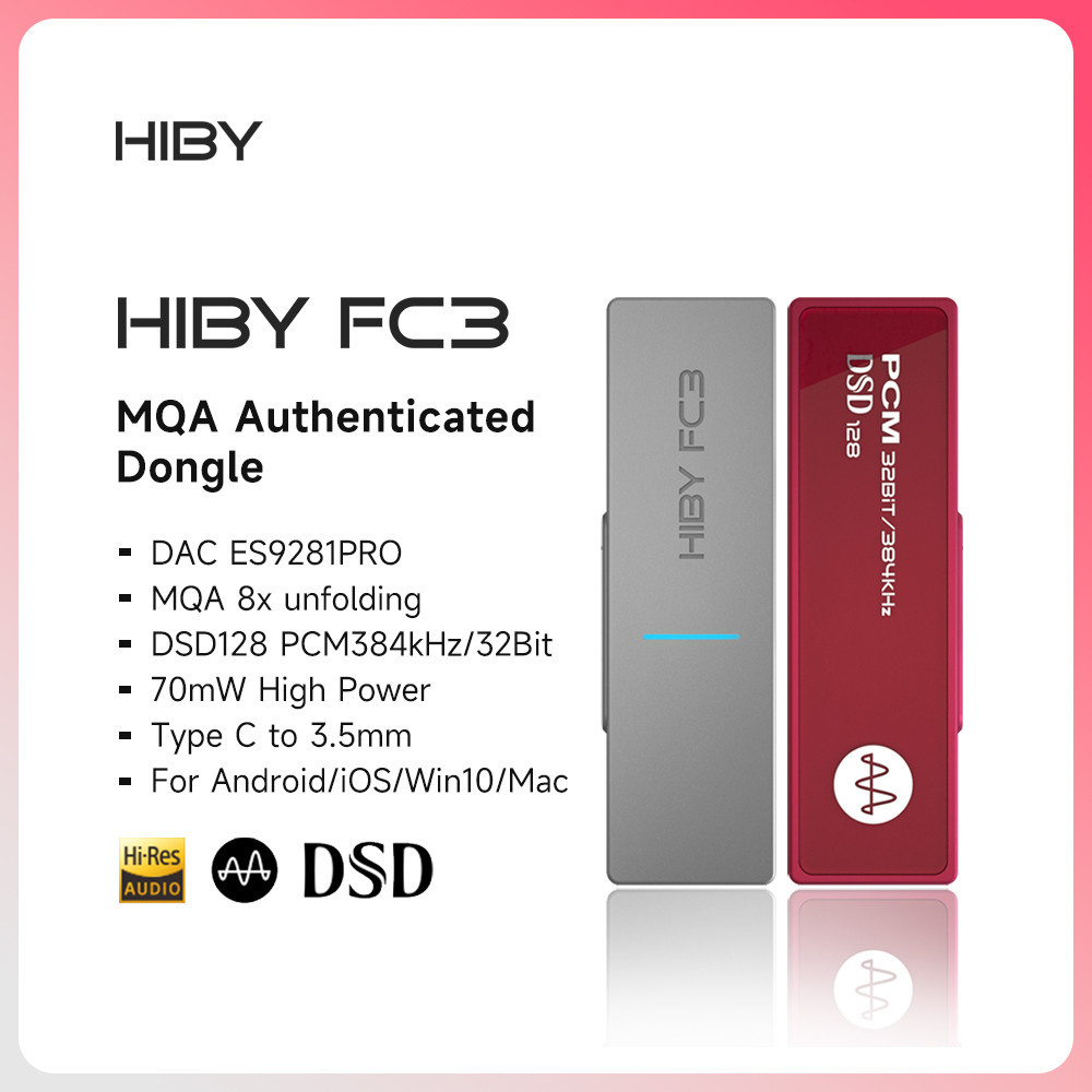 ☭HiBy FC3 Portable MQA 8X Dongle Type C USB DAC Audio HiFi Decoder ...