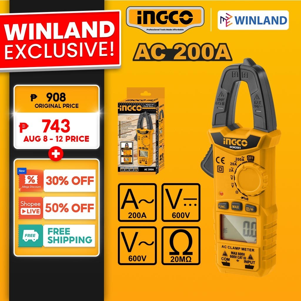 Ingco by Winland Digital Clamp Meter Multi Tester Multimeter for ...
