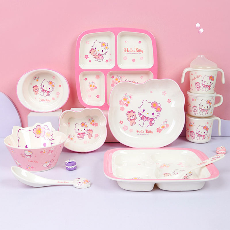 Melamine Hello Kitty Children's Tableware Cartoon Cherry Blossom Hello ...