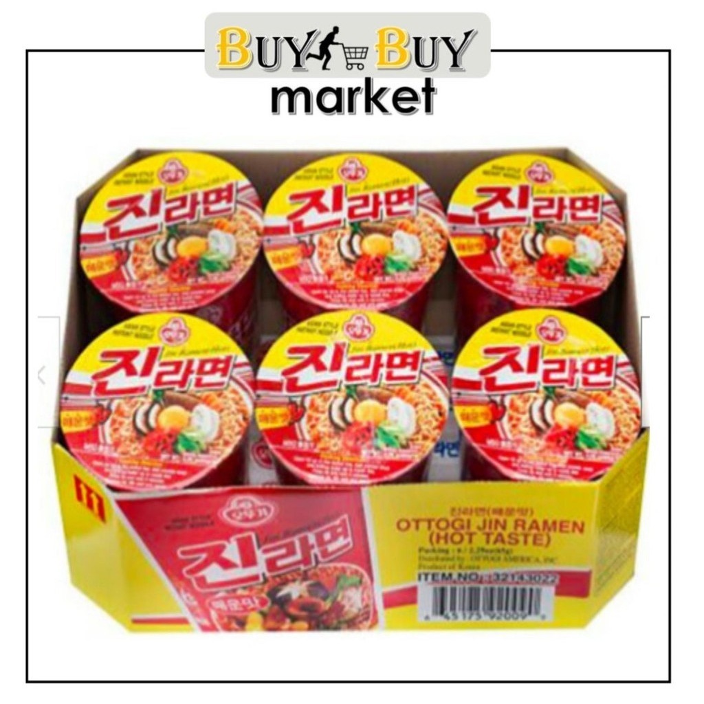 Ottogi (CUP) HOT !! Jin ramen spicy 65g by 6 cups | Shopee Philippines